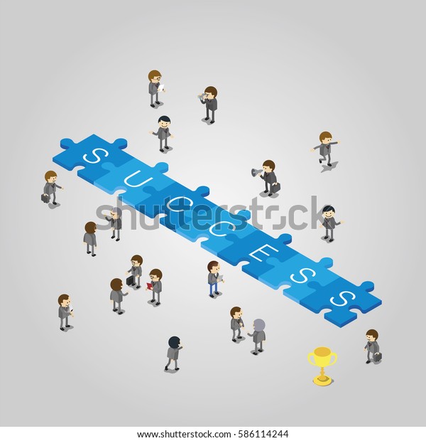 Success Puzzle Piece Flat 3d Isometric Stock Vector (Royalty Free ...