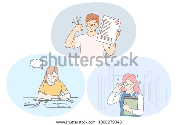 Success Studying Excellent School Pupils Concept Stock Vector (Royalty ...
