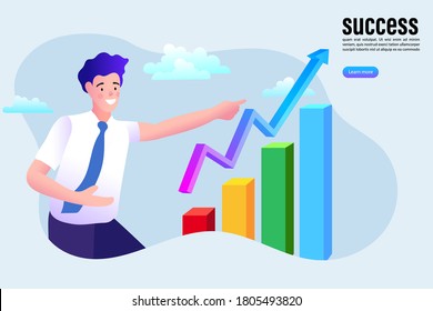 Successful Businessman Pointing Chart Going Graph Stock Vector (Royalty ...