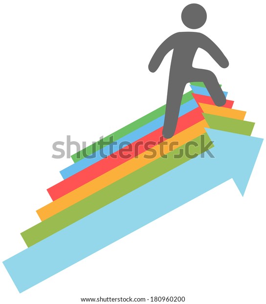 Successful Person Climbing Steps Arrow Symbols Stock Vector (Royalty ...