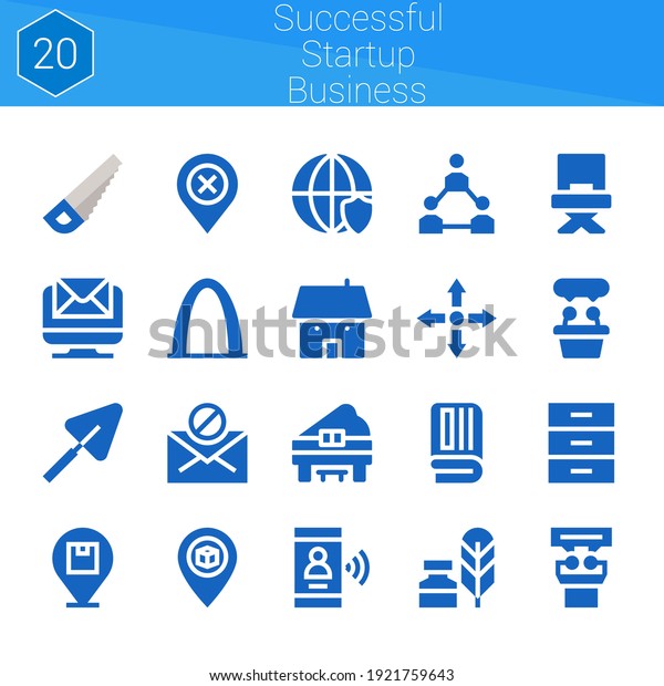 Successful Startup Business Icon Set 20 Stock Vector (Royalty Free ...