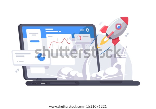 Successful Startup Launch Vector Illustration Space Stock Vector ...