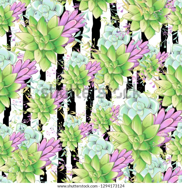 Sucullent Pattern Design Trendy Flower Gradients Stock Vector (Royalty ...