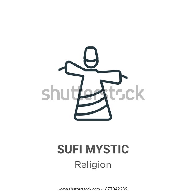 Sufi Mystic Outline Vector Icon Thin Stock Vector (Royalty Free) 1677042235