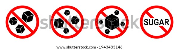 Sugar Ban Icon Sugar Prohibited Stop Stock Vector (Royalty Free ...