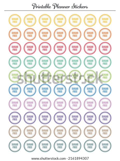 Sugar Free Printable Sheet Planner Colored Stock Vector (Royalty Free ...