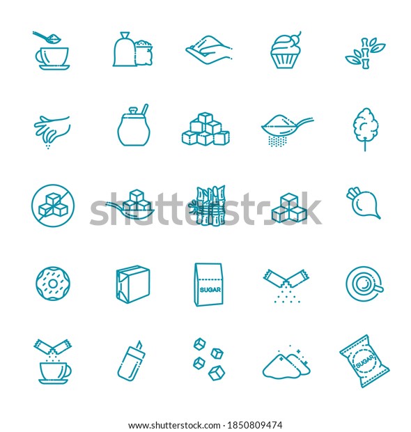 Sugar Icon Set Thin Line Style Stock Vector Royalty Free 1850809474