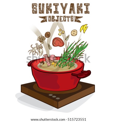 Sukiyaki Pot Objects Drawing Graphic Design Stock Vector (Royalty Free ...