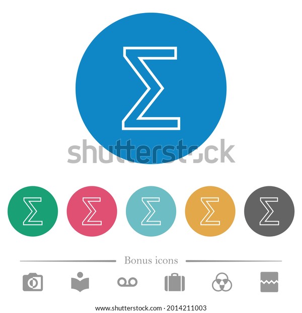 Sum Symbol Outline Flat White Icons Stock Vector (Royalty Free ...