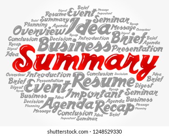 Summary Word Cloud Collage Business Concept Stock Vector (Royalty Free ...