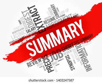 Summary Word Cloud Collage Business Concept Stock Vector (Royalty Free ...