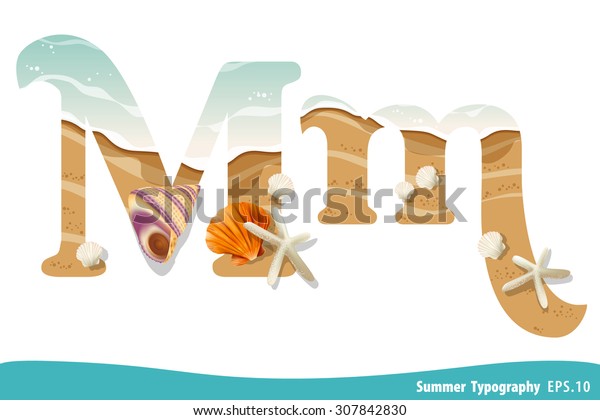 Summer Alphabet Letter M Seashells On Stock Vector (Royalty Free ...