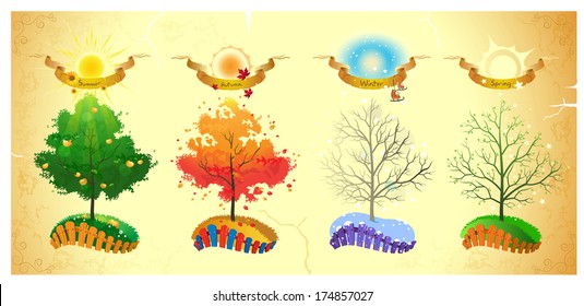 Summer Autumn Winter Spring Stock Vector (Royalty Free) 174857027 ...