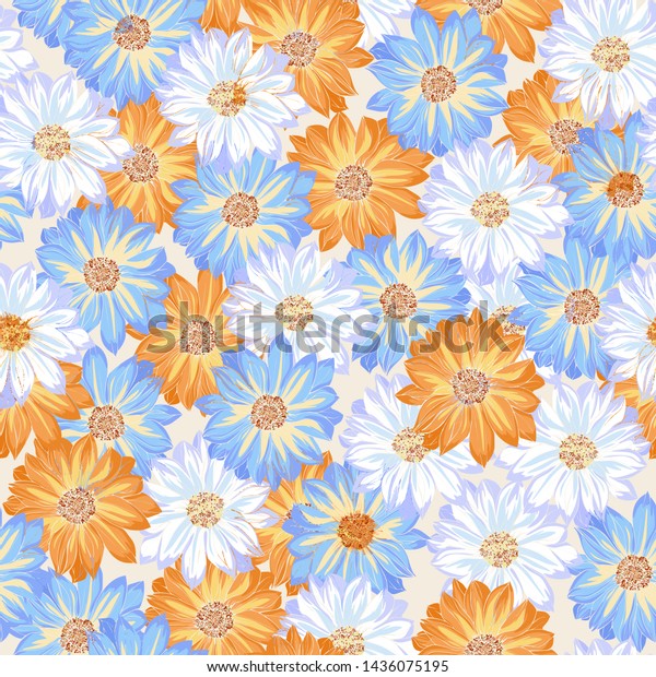 Summer Background Flowers Seamless Vector Pattern Stock Vector (Royalty ...