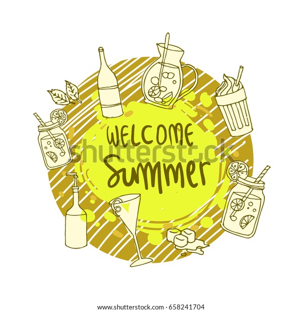 Summer Background Logo Hand Drawn Design Stock Vector (Royalty Free ...