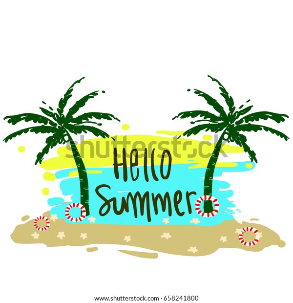 Summer Background Logo Hand Drawn Design Stock Vector (Royalty Free ...