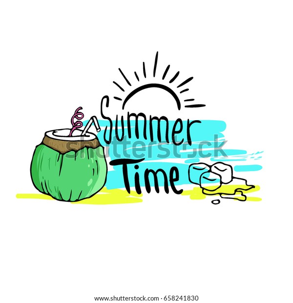 Summer Background Logo Hand Drawn Design Stock Vector (Royalty Free ...