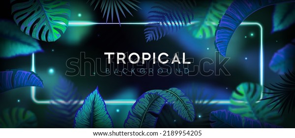 Summer Background Neon Frame Fluorescent Tropic Stock Vector (Royalty ...