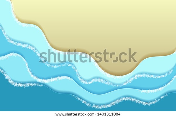 Summer background with sand beach and ocean blue coastal waves and sea ...