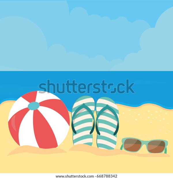 Summer Beach Ball Flip Flop Sunglasses Stock Vector (Royalty Free ...