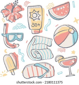 Summer Beach Element Clip Art Drawing Stock Vector (Royalty Free ...