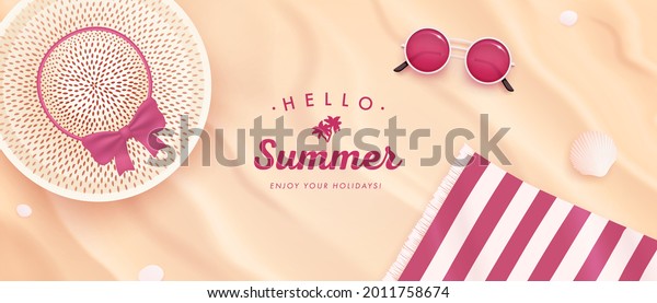 Summer Beach Horizontal Background Vector Beautiful Stock Vector ...