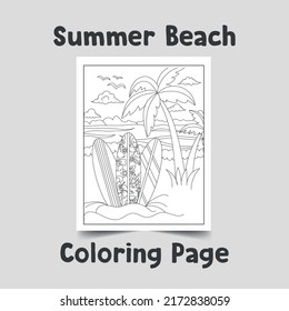 Summer Beach Line Art Summer Vacation Stock Vector (Royalty Free ...