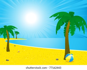 Summer Beach Plam Trees Beach Ball Stock Vector (Royalty Free) 77162443 ...