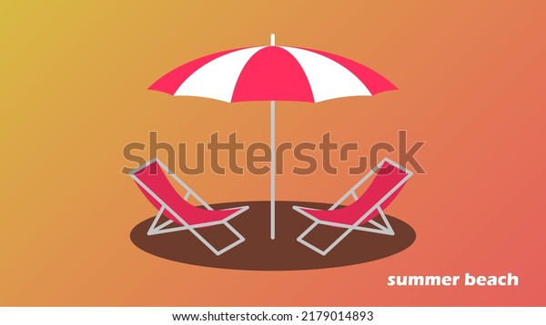 Summer Beach Red White Umbrella Folding Stock Vector (Royalty Free ...