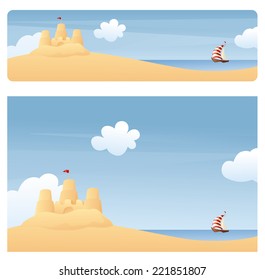 Summer Beach Scene Banner Background Copy Stock Vector (Royalty Free ...