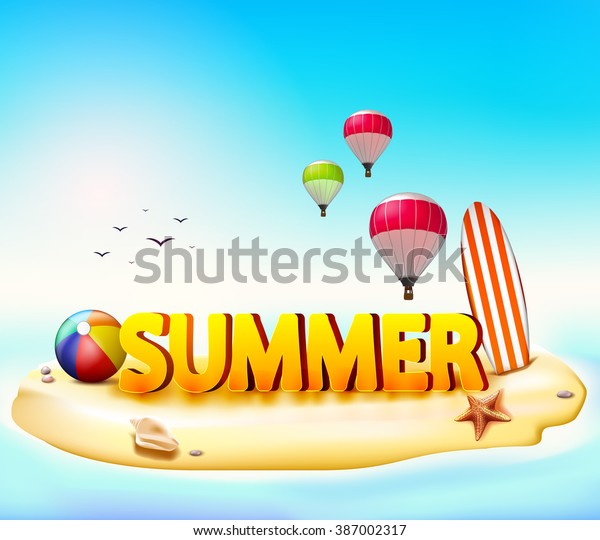 Summer Beach Vector Illustration Beach Ball Stock Vector (Royalty Free ...
