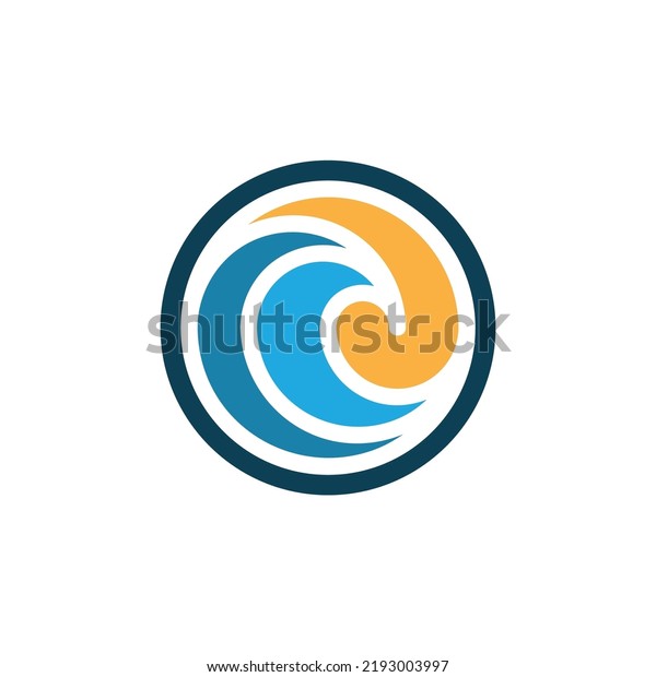 Summer Beach Waves Circle Logo Vector Stock Vector (Royalty Free ...