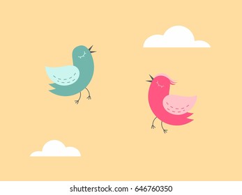 Summer Birds Flat Illustration Stock Vector (Royalty Free) 646760350 ...