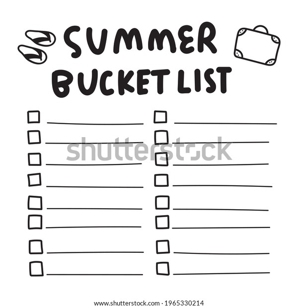Summer Bucket List Printable Template Hand Stock Vector (Royalty Free ...