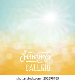 Summer Calling Poster On Tropical Beach Stock Vector (Royalty Free ...