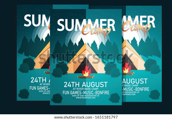 Summer Camp Blue Gradients Poster Illustration Stock Vector (Royalty ...