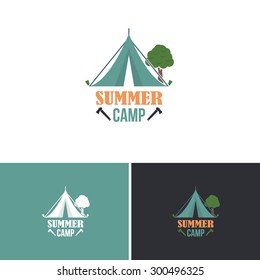 Summer Camp Concept Vector Icons Logos Stock Vector (Royalty Free ...