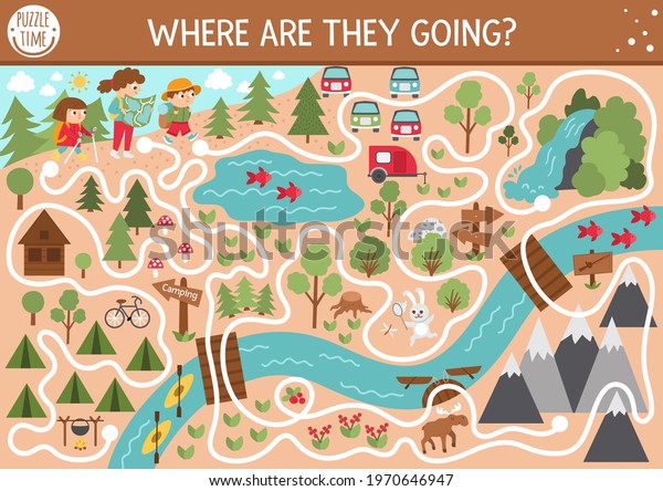 Summer Camp Maze Children Active Holidays Stock Vector (Royalty Free ...