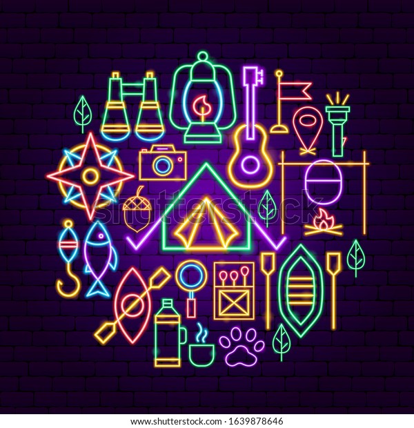 Summer Camp Neon Concept Vector Illustration Stock Vector (Royalty Free ...