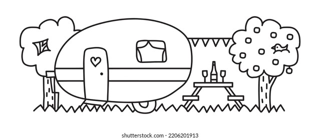 1,113 Caravan line drawing Images, Stock Photos & Vectors | Shutterstock