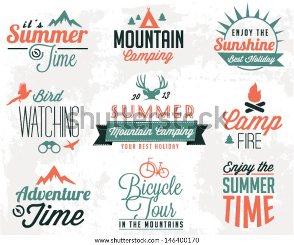 Summer Camping Vector Calligraphy Design Elements Stock Vector (Royalty ...