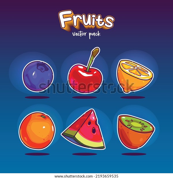 Summer Fruits Vector Pack Illustration Colorful Stock Vector (Royalty ...