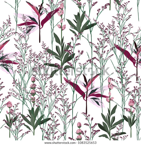 Summer Garden Vector Seamless Beautiful Bright Stock Vector (Royalty ...