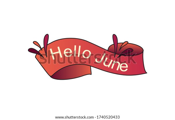 Summer Greeting Card Hello June Ribbon Stock Vector (Royalty Free ...