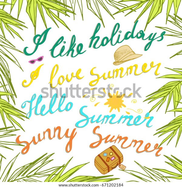 Summer Handwriting Sketch Styles Stock Vector (Royalty Free) 671202184 ...