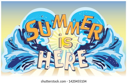 Summer Here Poster Vector Sun Heat Stock Vector (Royalty Free ...