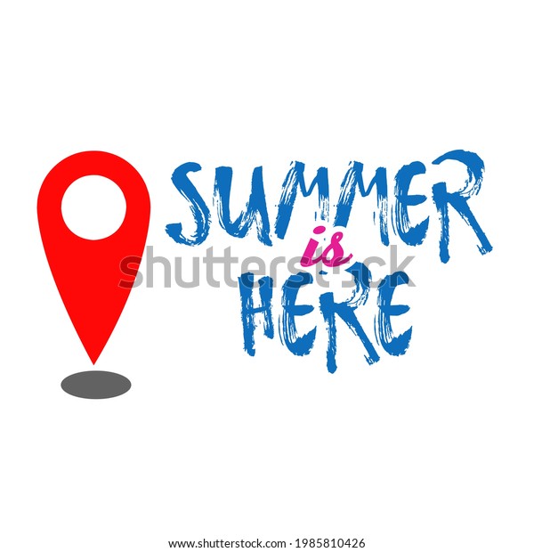 Summer Hint Here Map Pin Summer Stock Vector Royalty Free 1985810426