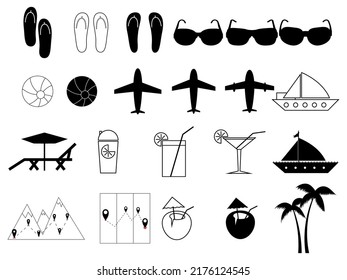 Summer Icon Set Black Outline Icons Stock Vector (Royalty Free ...