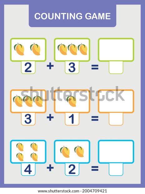 Summer Math Addition Activity Preschool Children Stock Vector (Royalty ...