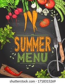 Summer Menu Chalk Vector Illustration Raw Stock Vector (Royalty Free ...